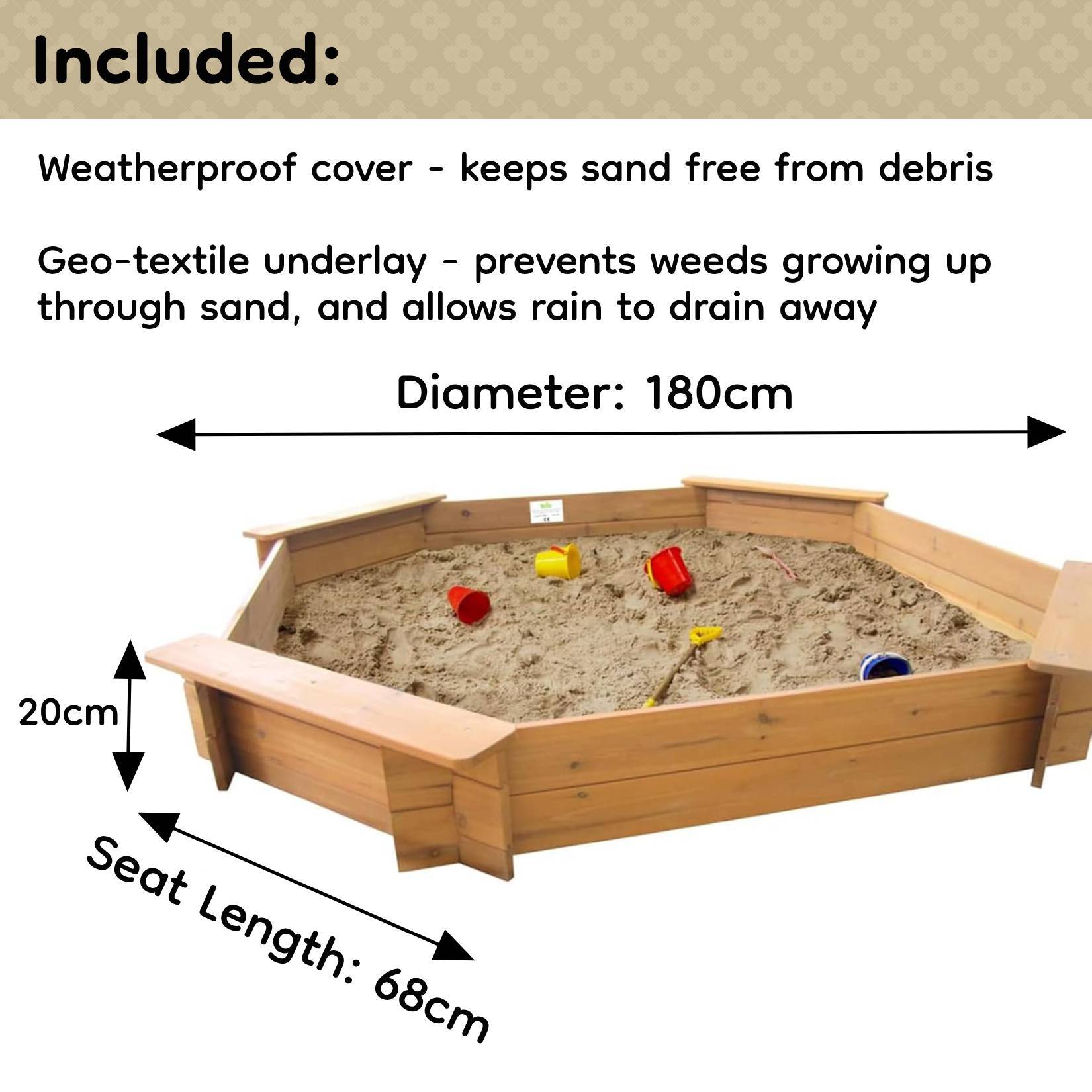 1.8m Octagonal Wooden Sandpit - Great for all ages. – Big Game Hunters